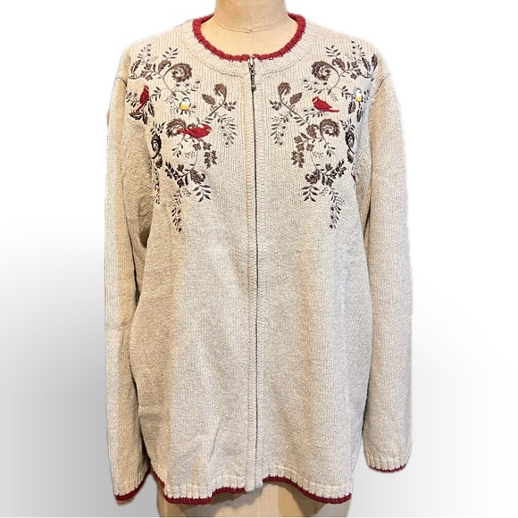 croft & barrow | Sweaters | Vintage Songbird Cardinal Chickadee Knit ...